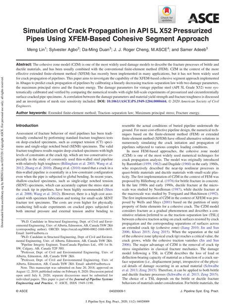 Pdf Simulation Of Crack Propagation In Api 5l X52 Pressurized Pipes