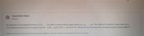 Solved Review An Operator A Has Eigenfunctions F1f2f