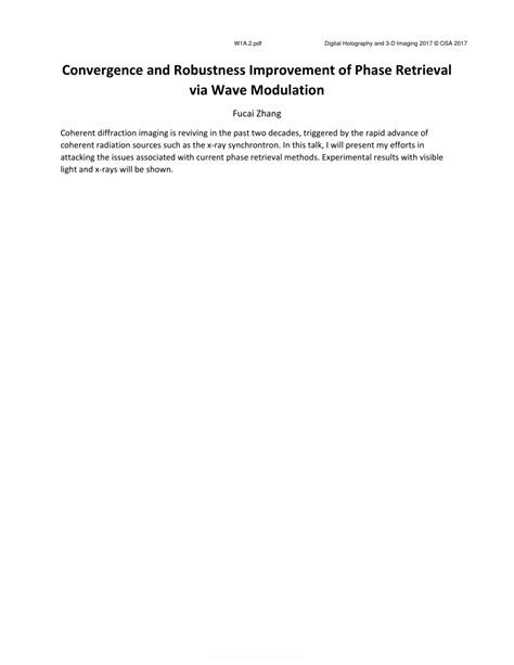 pdf convergence and robustness improvement of phase retrieval via