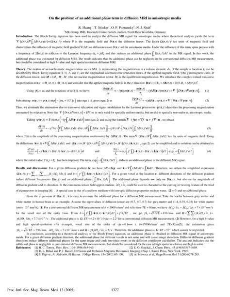 Pdf On The Problem Of An Additional Phase Term In Diffusion Mri In