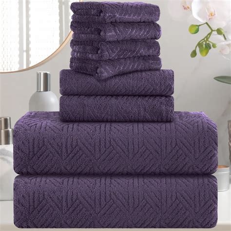 Purple Bath Towels Set Of 8 2 Oversized Towels2 Hand Towels4
