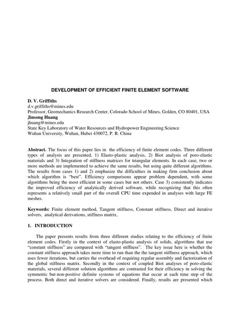 PDF DEVELOPMENT OF EFFICIENT FINITE ELEMENT SOFTWARE