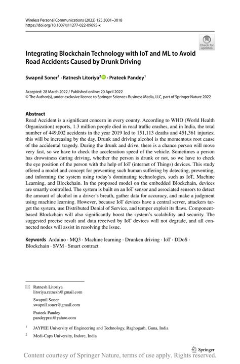 Integrating Blockchain Technology With Iot And Ml To Avoid Road Accidents Caused By Drunk