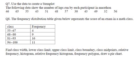 Solved Q7 Use The Data To Create A Stemplot The Following