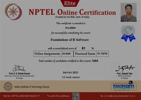 rajesh m on linkedin nptel rsoftware dataanalysis continuouslearning elitesilver