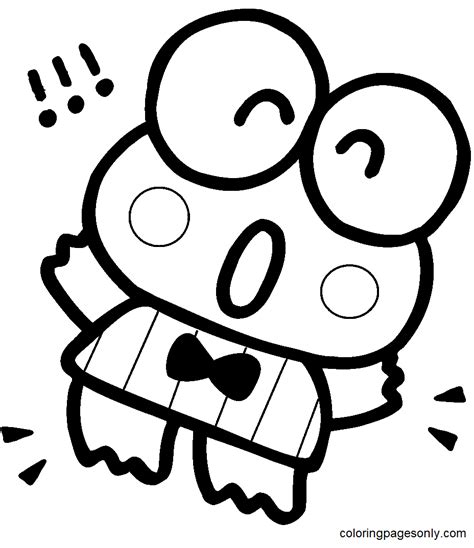 Keroppi Jumping Coloring Page Free Printable Coloring Pages