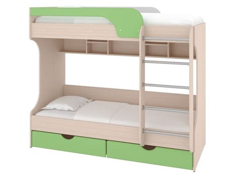 Ліжко дитяче двоярусне зі сходами ящиками та додатковими полицями МДФ