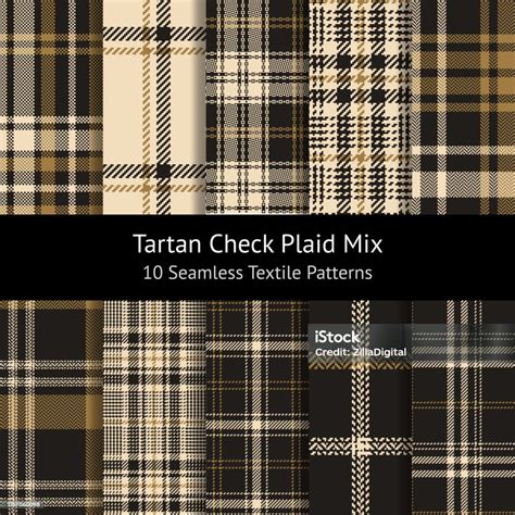 타탄 체크 격자 무늬 세트입니다 스카프 플란넬 셔츠 또는 기타 현대적인 직물 디자인을 위한 다크 그레이와 골드 의 매끄러운 격자
