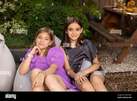 Female Friends Together In A Garden Party Celebration Young Girls Have