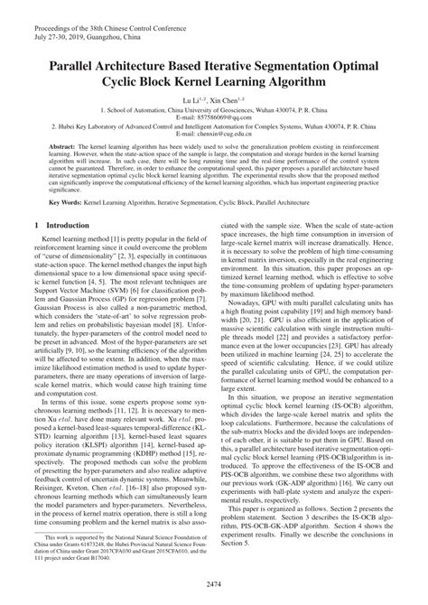 Pdf Parallel Architecture Based Iterative Segmentation Optimal Cyclic Block Kernel Learning