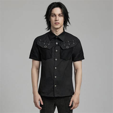 Мужская рубашка в сетку в стиле панк-рок – Punk Design