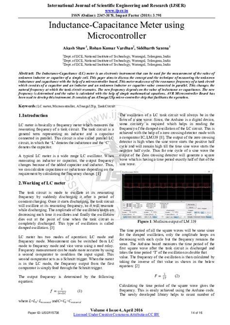 Pdf Inductance Capacitance Meter Using Microcontroller