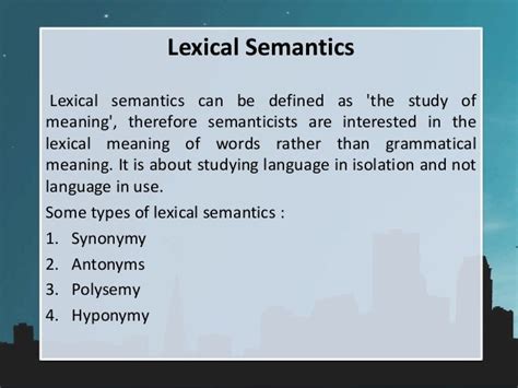 Introduction To Linguistics Semantics