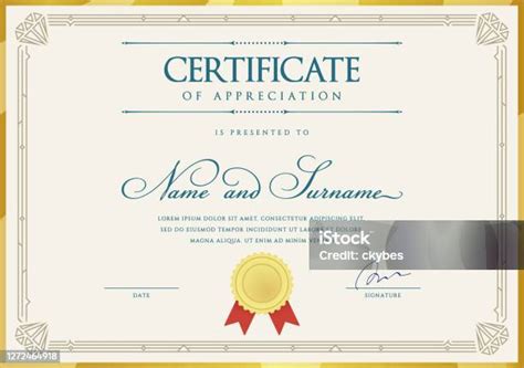 템플릿 디플로마 통화 테두리 인증서 어워드 기프트 바우처 벡터 그림입니다 0명에 대한 스톡 벡터 아트 및 기타 이미지 0명 골동품 길로쉐 Istock