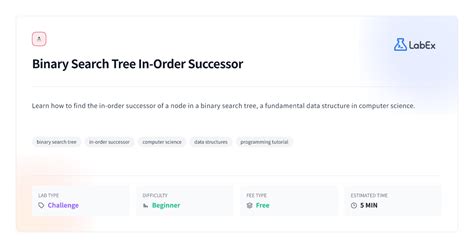 Binary Search Tree In Order Successor Labex