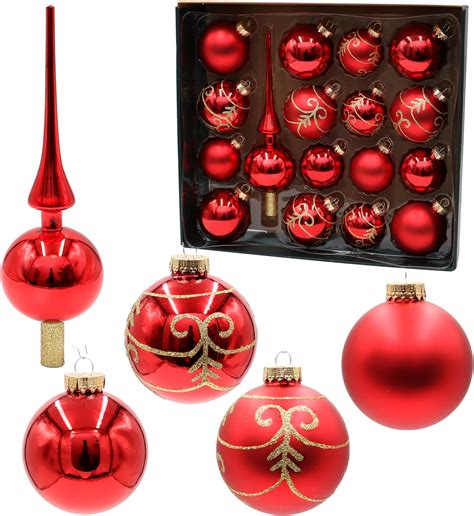 12 Tlg Glas Weihnachtskugeln Set In Hochglanz Vintage Silver