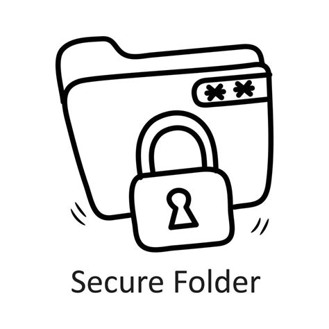 Secure Folder Vector Outline Icon Design Illustration Security Symbol