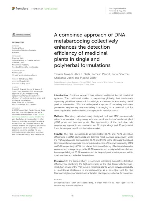Pdf A Combined Approach Of Dna Metabarcoding Collectively Enhances The Detection Efficiency Of