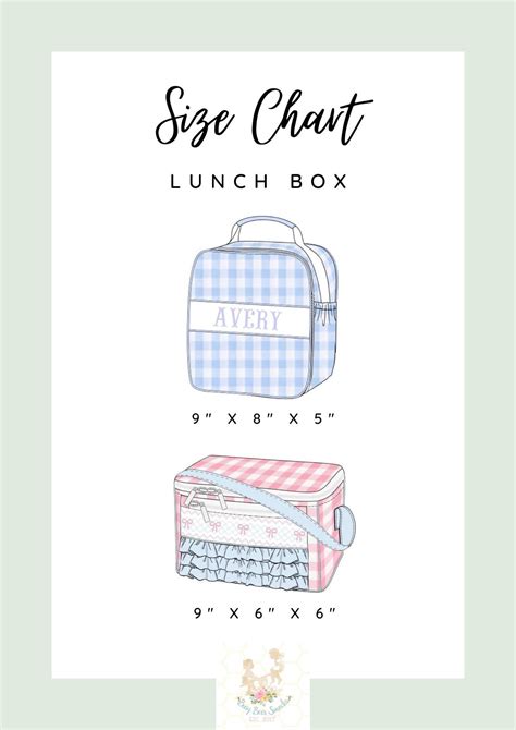 Lunch Box Size Chart Busy Bee Smocks