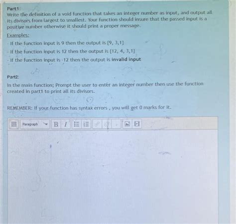 Solved Part 1 Write The Definition Of A Void Function That