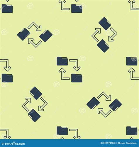 Blue Cloud Storage Text Document Folder Icon Isolated Seamless Pattern On Yellow Background