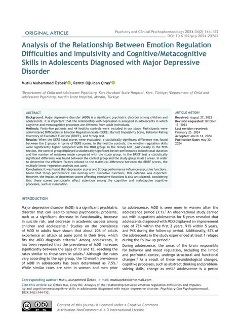 Pdf Analysis Of The Relationship Between Emotion Regulation Difficulties And Impulsivity And