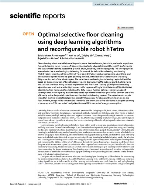 pdf optimal selective floor cleaning using deep learning algorithms