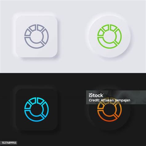 파이 차트 아이콘 세트 웹 디자인을 위한 다색 Neumorphism 버튼 소프트 Ui 디자인 응용 프로그램 Ui 등 버튼 벡터 3차원 형태에 대한 스톡 벡터 아트 및 기타