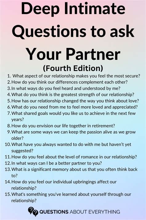 135 Deep Intimate Questions To Ask Your Partner In 2024 Intimate Questions Relationship