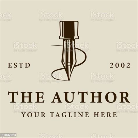 펜 로고 빈티지 벡터 일러스트레이션 템플릿 아이콘 그래픽 디자인 복고풍 스타일의 작가 또는 작가 비즈니스 장비에 대한 고전적인