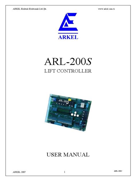 Arl 200s User Manual V13 Pdf Elevator Parameter Computer
