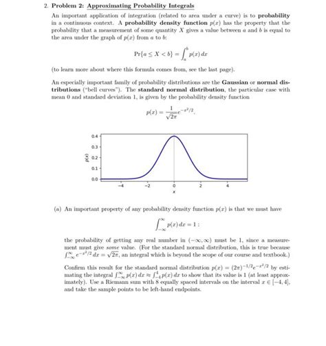 Problem Approximating Probability Integrals An Chegg Com