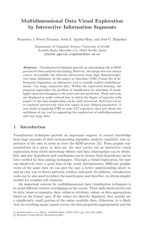 Pdf Multidimensional Data Visual Exploration By Interactive Information Segments