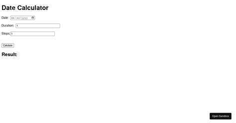 Date Calculator Codesandbox