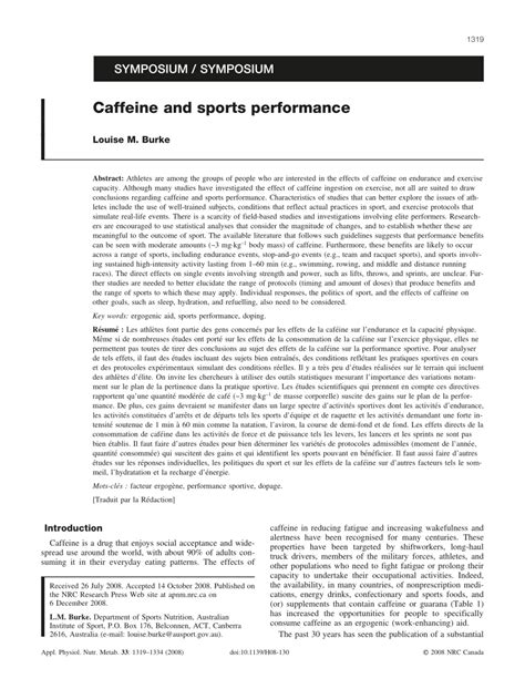 Pdf Caffeine And Sport Performance