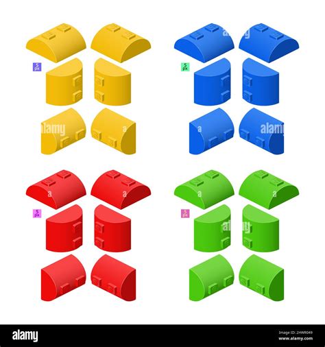 3d Set Of Colored Constructor Kit In Isometry Semi Cylindrical