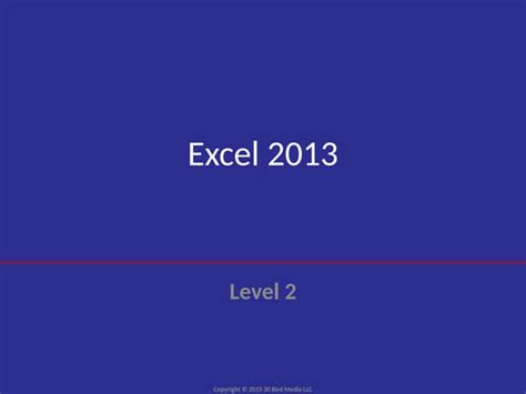 Microsoft Excel 2013 Level 2 Course For Teaching Ppt