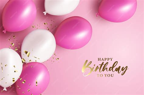Feliz Aniversário Com Letras Douradas Brilhantes Vetor Premium