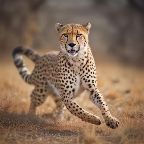 A Cheetah Running In The Grass With A Cheetah On Its Back Premium Ai Generated Image