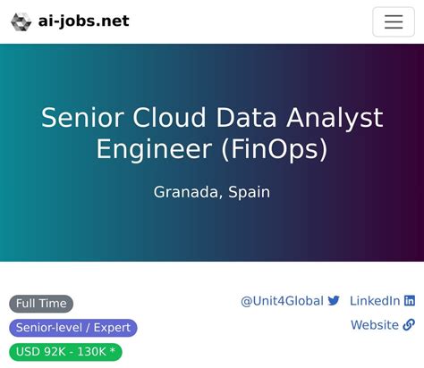 Hiring Senior Cloud Data Analyst Engineer Finops In Granada Spain