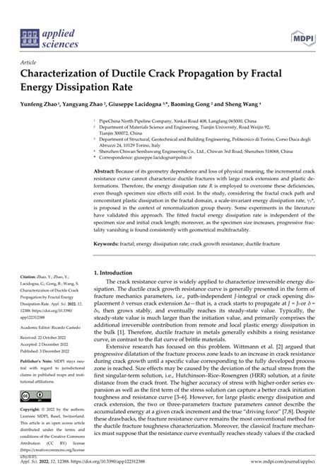 Pdf Characterization Of Ductile Crack Propagation By Fractal Energy Dissipation Rate