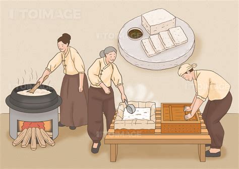 전통음식 두부 일러스트 유토이미지 상세페이지 베이직샵 일러스트 22185058