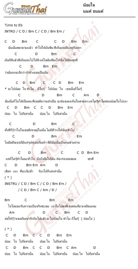 คอร์ดเพลง น้อยใจ นนท์ ธนนท์