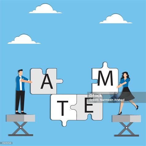 팀 퍼즐 퍼즐 연결 팀워크 해결 문제 또는 팀 성공을 위한 협력 협업 아이디어 동료 작업 개념 비즈니스 사람들 동료 도움말 팀 퍼즐 연결 개념에 대한 스톡 벡터 아트 및