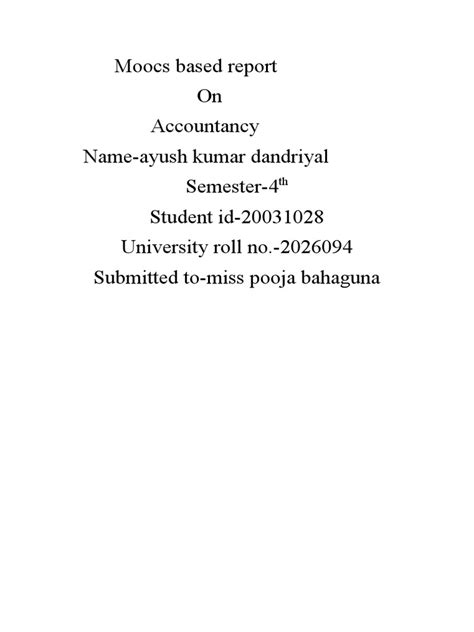 Moocs Based Report Aayush Pdf Debits And Credits Accounting