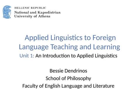 Applied Linguistics Overview Pptx Education