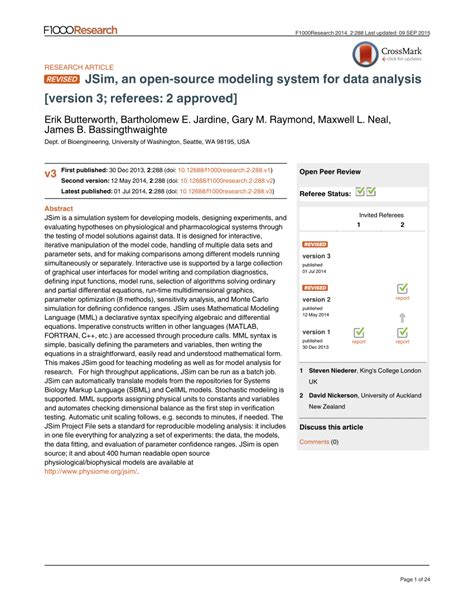 Pdf Jsim An Open Source Modeling System For Data Analysis V3 Ref