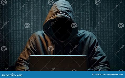 Anonymous Hacker Without Face Typing Computer Laptop Concept Of Hacking Cybersecurity