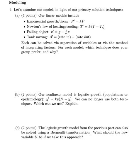 Solved Modeling 4 Let S Examine Our Models In Light Of Our Chegg Com