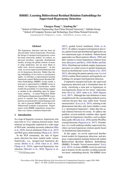 Pdf Birre Learning Bidirectional Residual Relation Embeddings For Supervised Hypernymy Detection